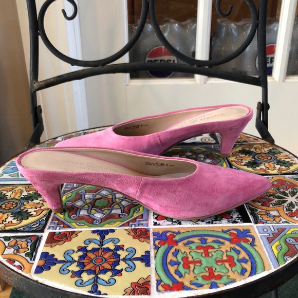 Chinese Laundry | Shoes | Chinese Laundry Pink Suede Kitten Heel Mule ...